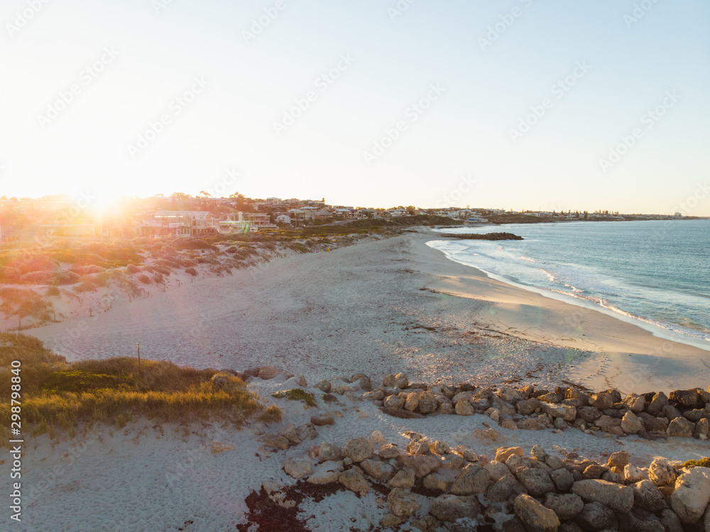 Beautiful drone photography of a man walking on Sorrento beach and ...