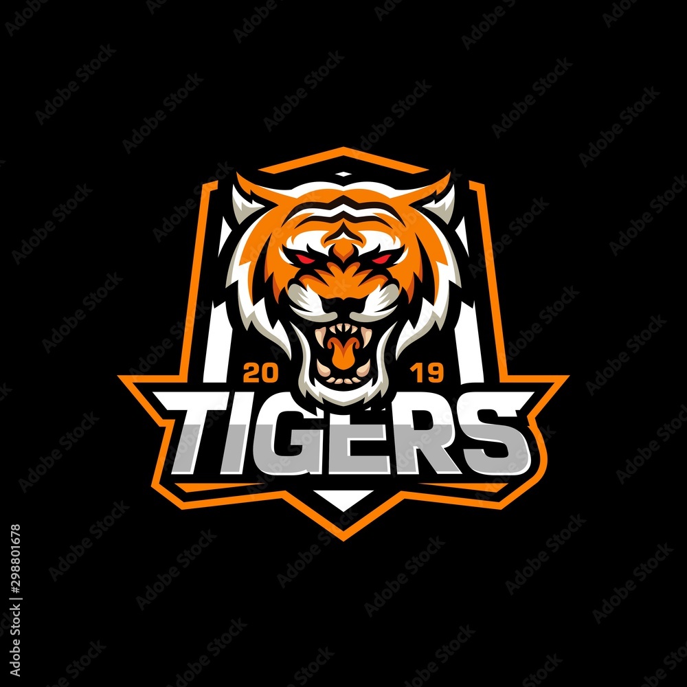 Roaring tiger logo design vector illustration Stock Vector | Adobe Stock