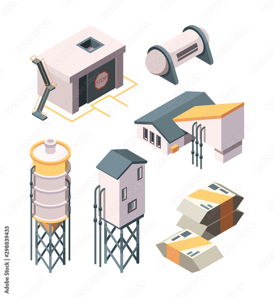 Cement production. Heavy industry concrete transport mixer and tanks ...