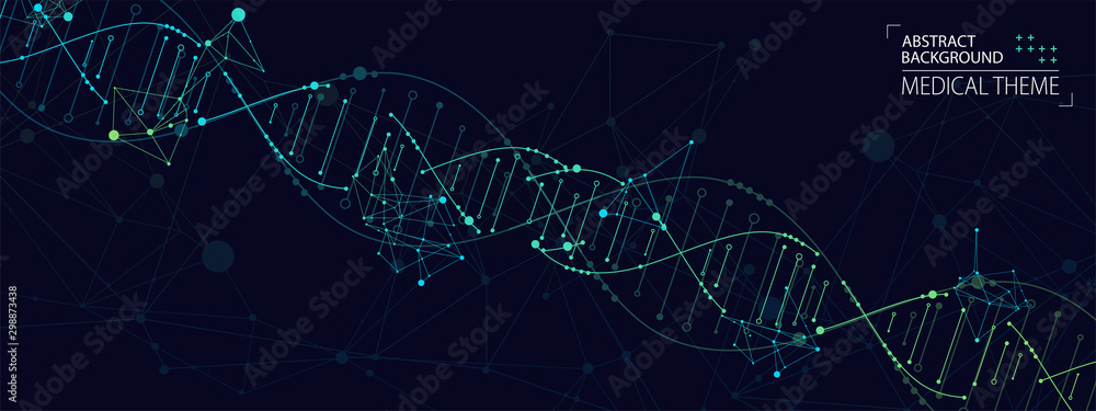 Science template, abstract background with a 3D DNA molecules. Vector ...