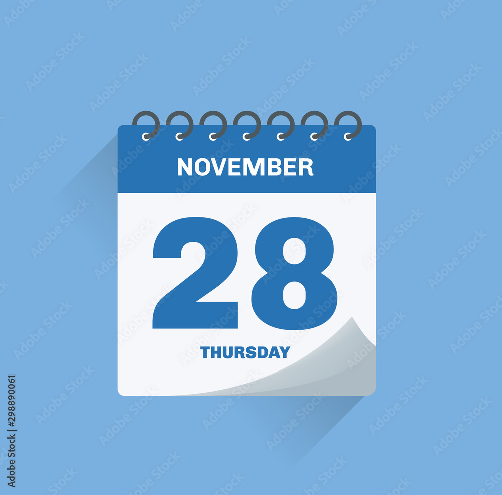 Day calendar with date November 28. Stock Vector | Adobe Stock