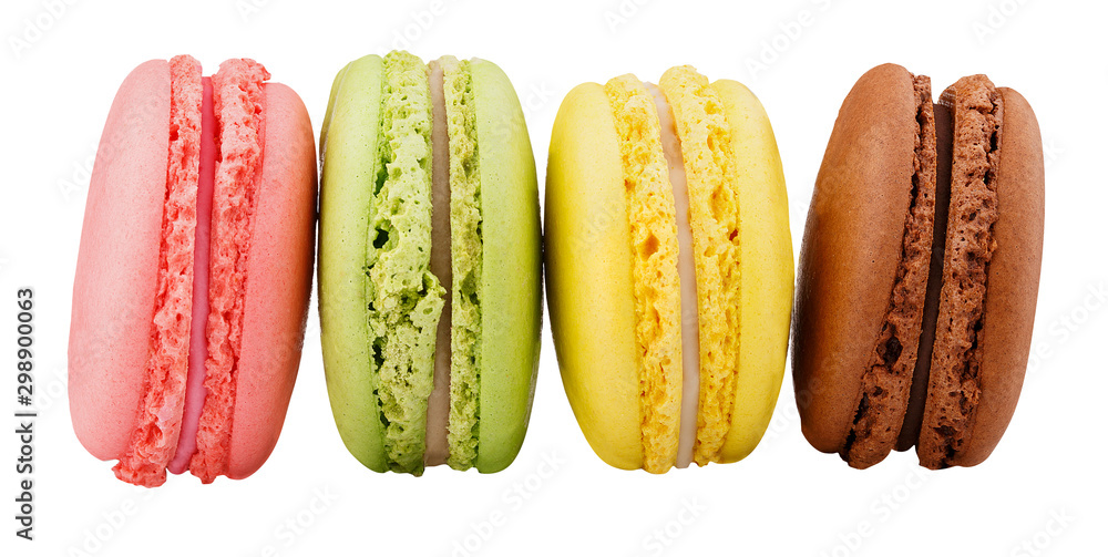 four macaroon cookies isolated on white background Stock Photo | Adobe ...