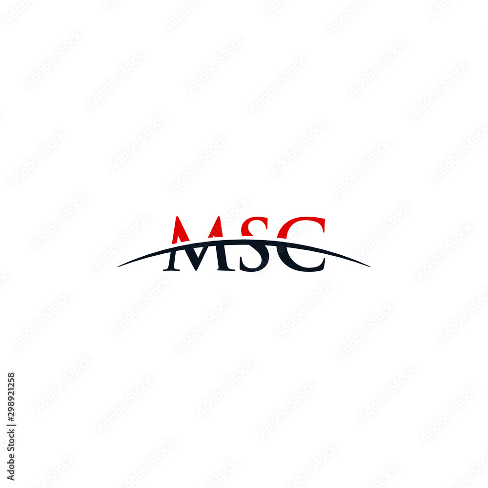 Initial letter MSC, overlapping movement swoosh horizon logo company ...