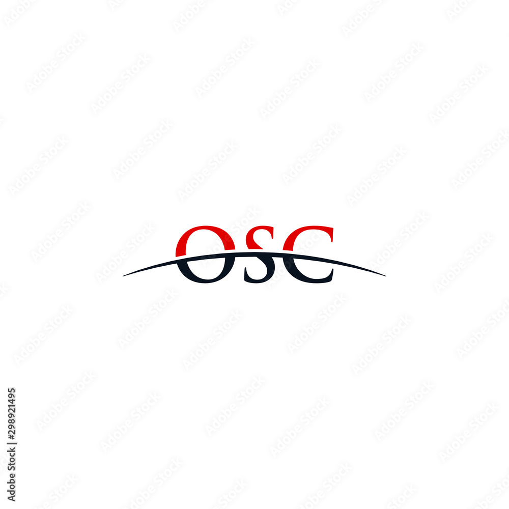 Initial letter OSC, overlapping movement swoosh horizon logo company ...