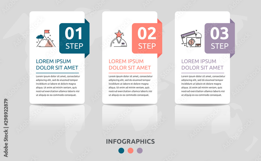 Vector infographic flat template. Rectangles for three diagrams, graph ...
