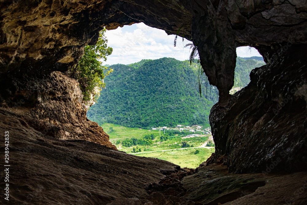Cueva Ventana (Cave Window) overlooks the Rio Grande of Arecibo valley ...