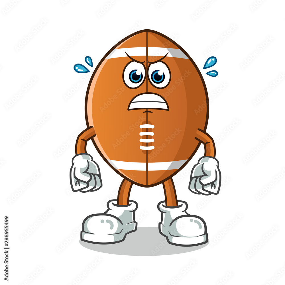 rugby ball angry cartoon vector mascot illustration Stock Vector ...