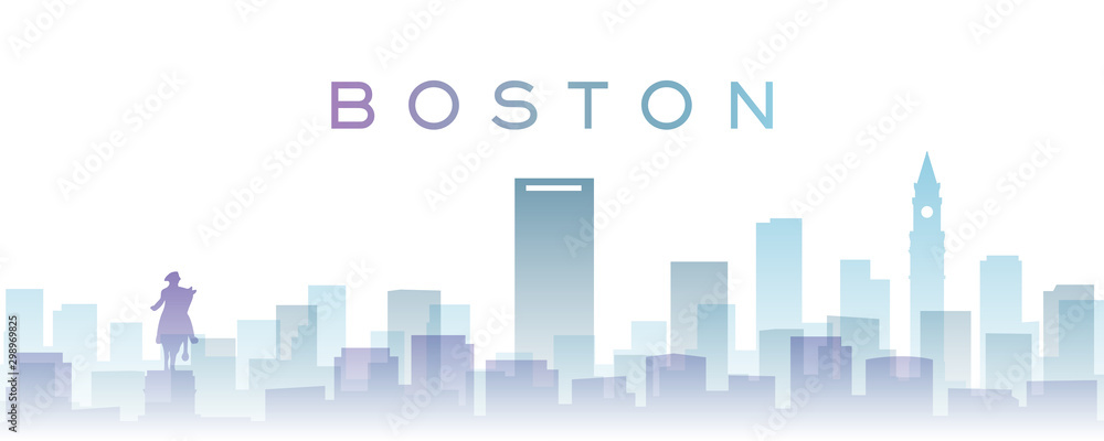 Boston Transparent Layers Gradient Landmarks Skyline Stock Illustration ...