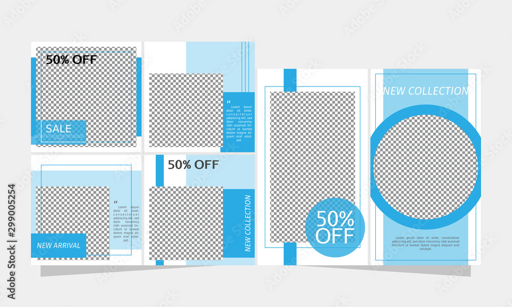 Set of social media stories and post frame templates. Editable modern ...