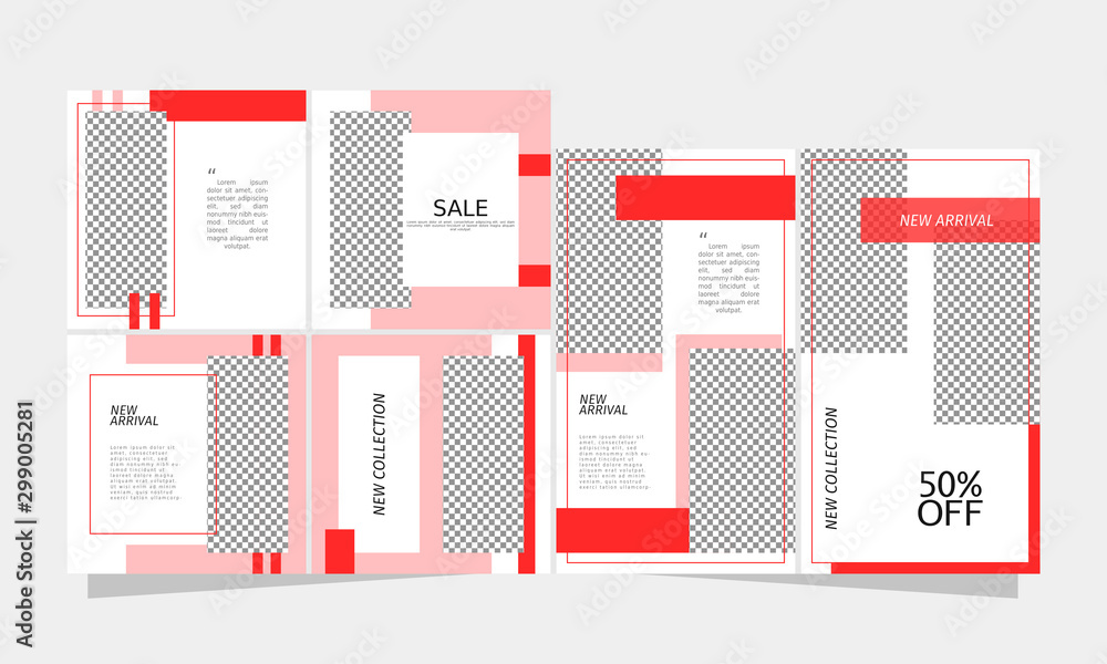 Set of social media stories and post frame templates. Editable modern ...