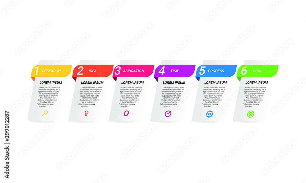 vector step Infographic stack chart design with icons and 6 options or ...
