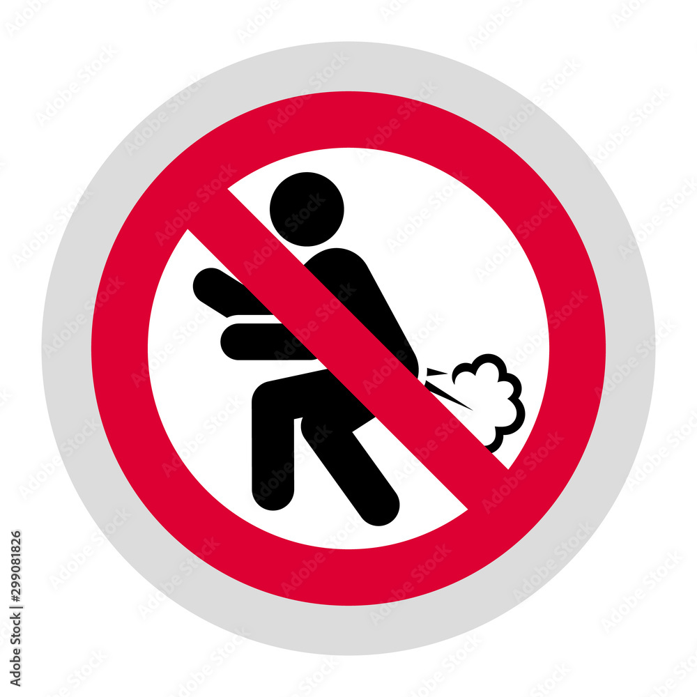 No farting forbidden sign, modern round sticker Stock Vector | Adobe Stock