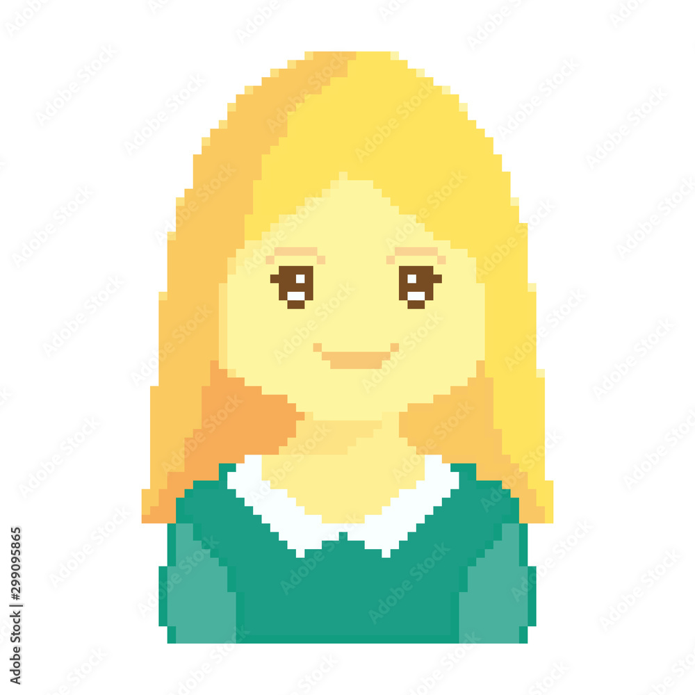 Cartoon beautifull young women portraits, avatar. Pixel art face. 8 bit ...