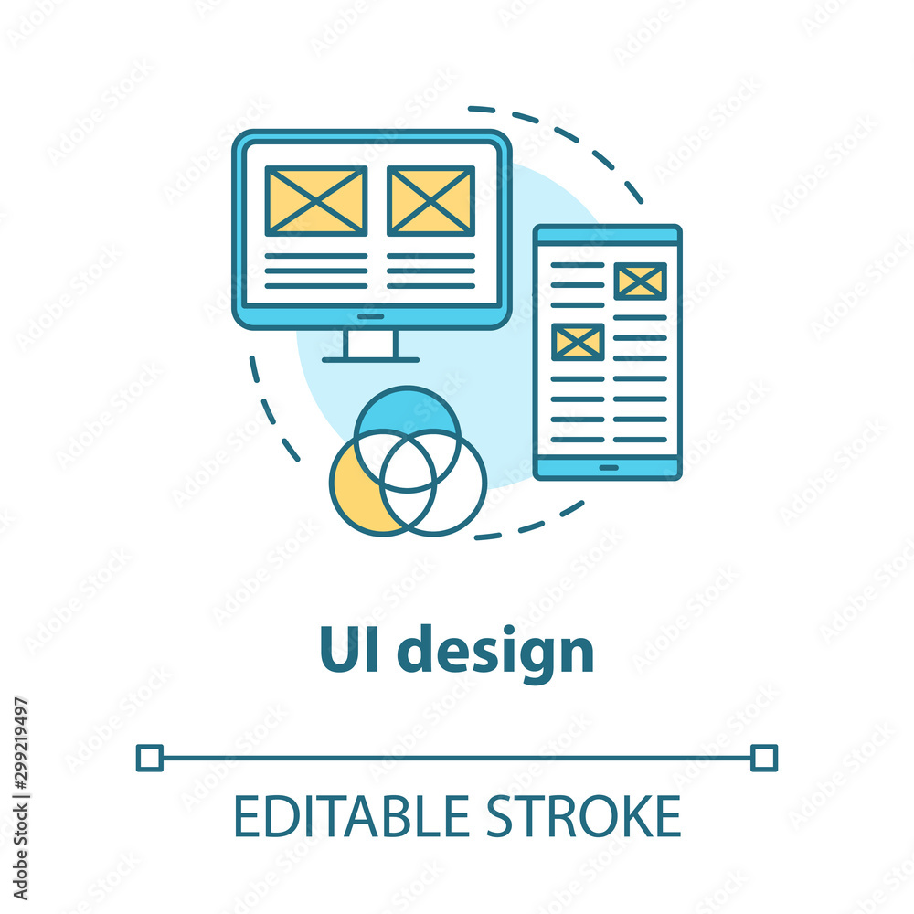 UI design concept icon. Software graphic interface development idea ...
