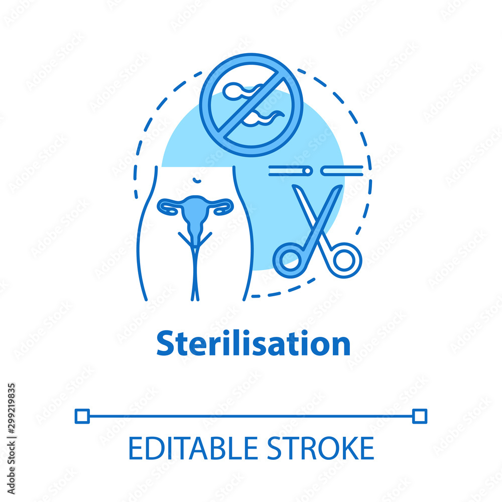 Sterilisation device concept icon. Safe sex. Tubal ligation. Blocked ...