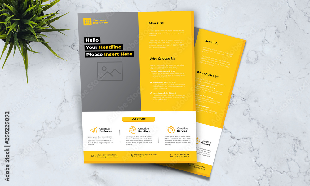 A4 minimalist modern elegant business template flayer with orange ...