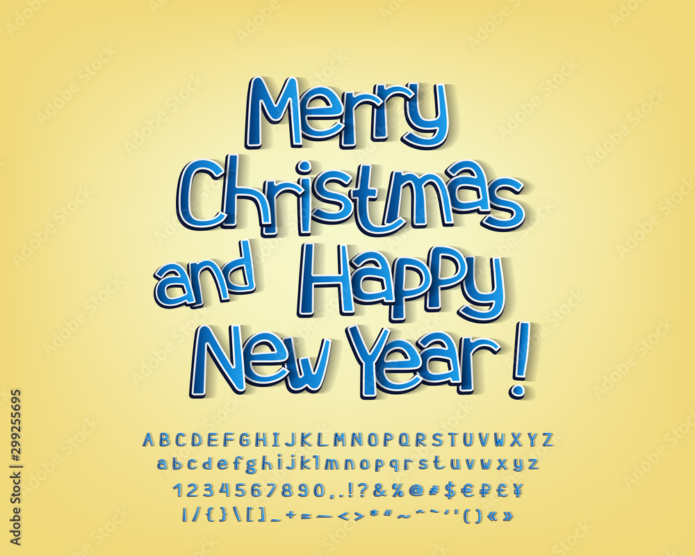 Merry Christmas 3d vector alphabet. Uppercase and lowercase letters ...