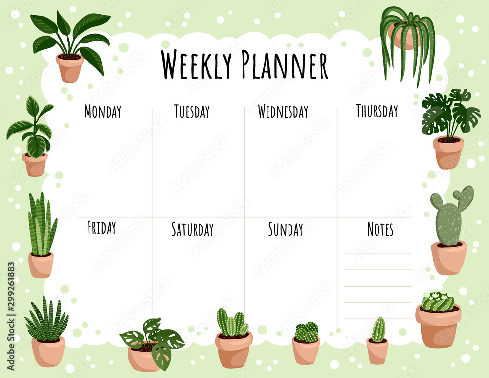 Cozy boho weekly planner and to do list with hygge potted succulent ...