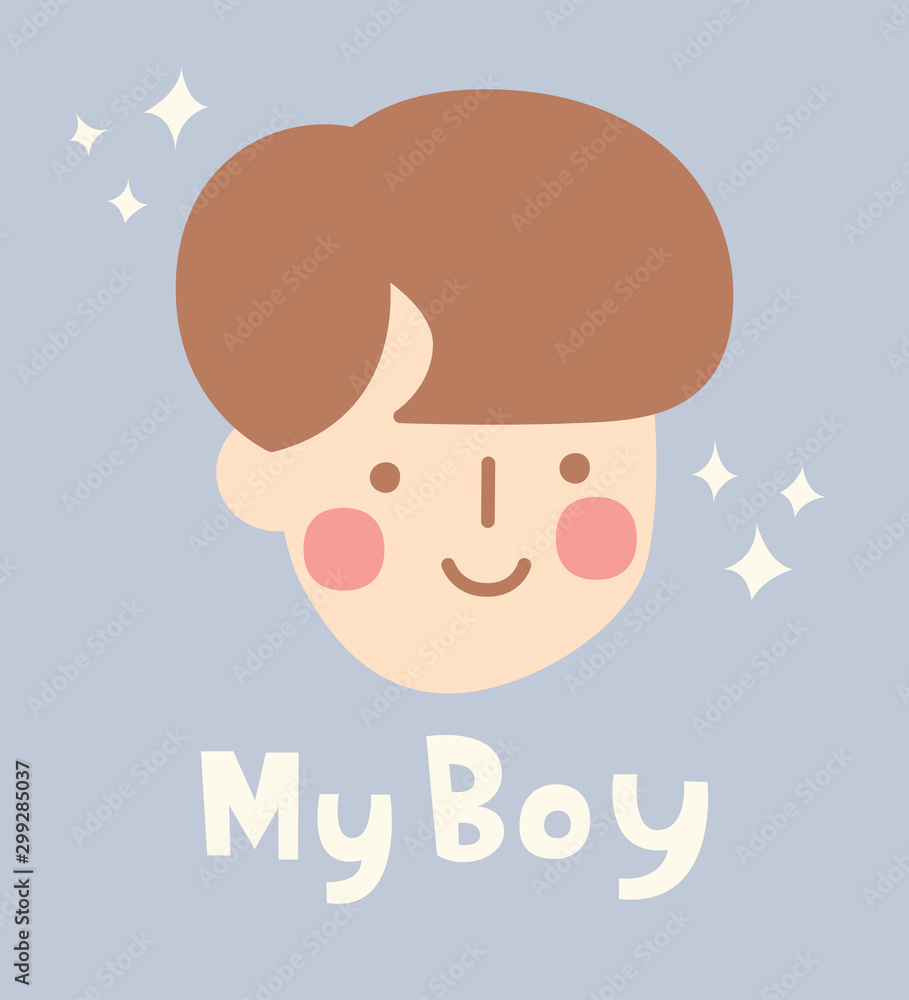 Hand Drawn Cute Boy with Smiley Face. Boy Portrait. Avatar. Vector ...