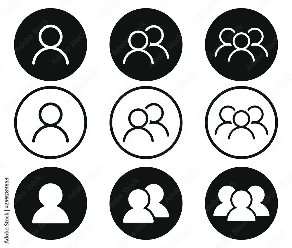 User profile login or access authentication icon button set. People ...