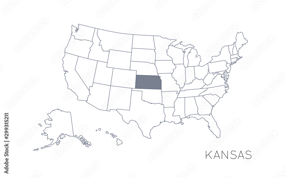 High detailed vector map - United States of America. Map with state ...
