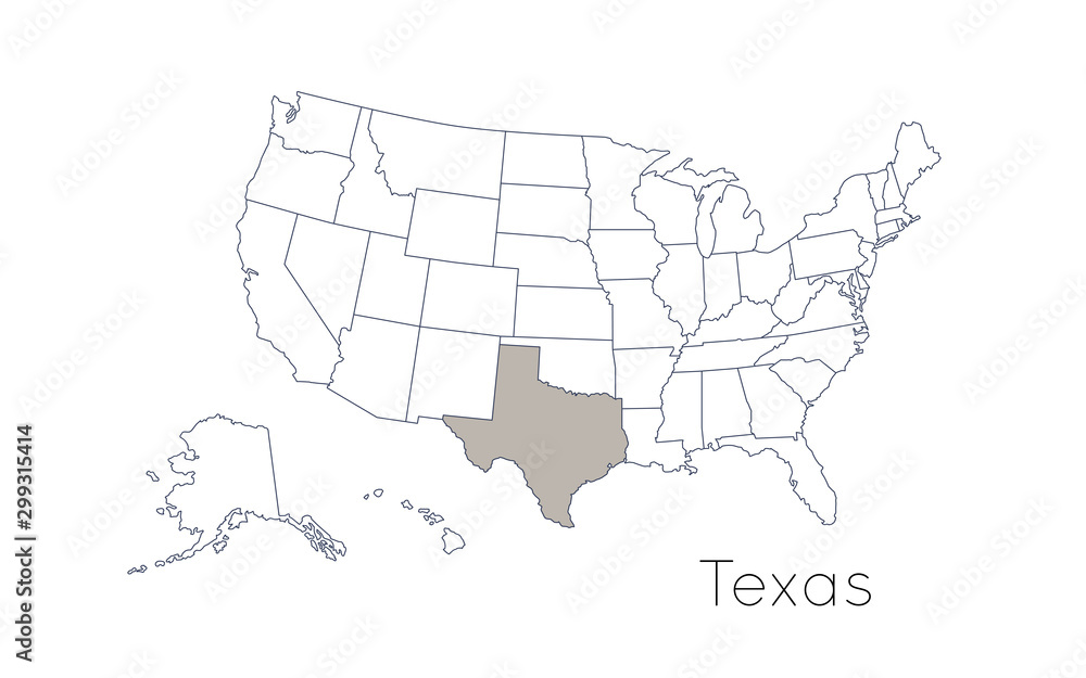 High detailed vector map - United States of America. Map with state ...