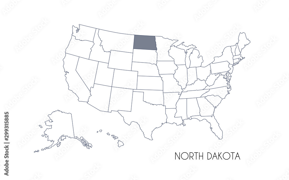 High detailed vector map - United States of America. Map with state ...