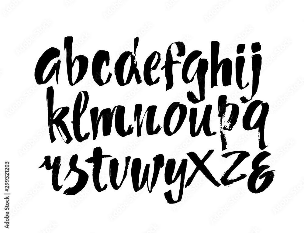 Vector Acrylic Brush Style Hand Drawn Alphabet Font. Calligraphy ...