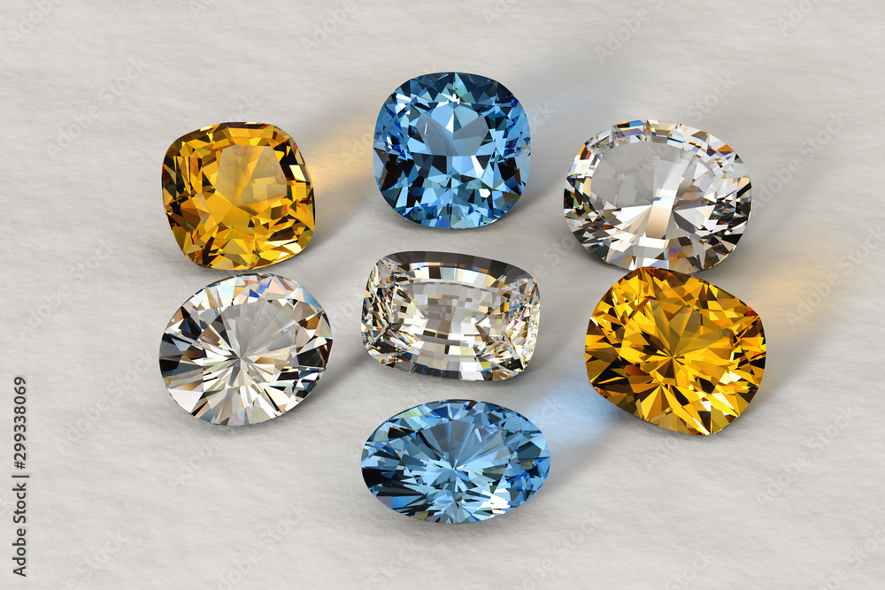 Colorful topaz gemstones on white background Stock Illustration | Adobe ...