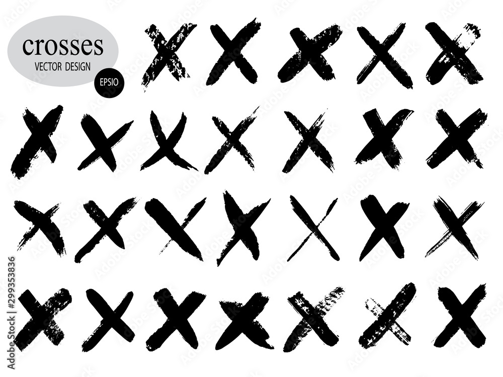 Letter X logo.Cross sign graphic symbol. Set of hand-drawn signs ...