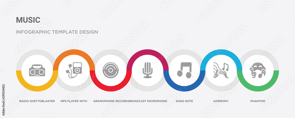 7 filled icon set with colorful infographic template included phantom ...