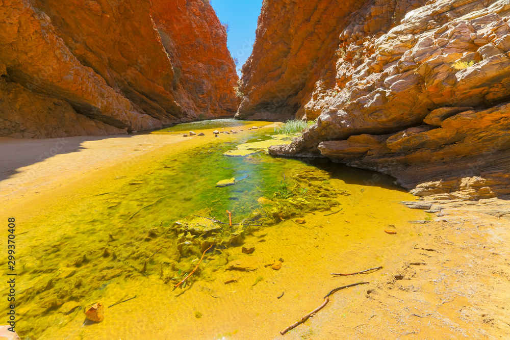 Simpsons Gap with a waterhole in dry season, the first from a series of ...