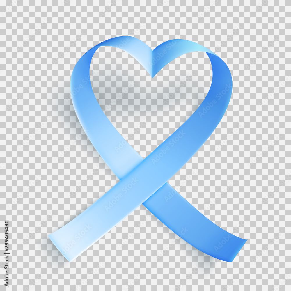 Blue ribbon over transparent background. Realistic medical symbol for ...