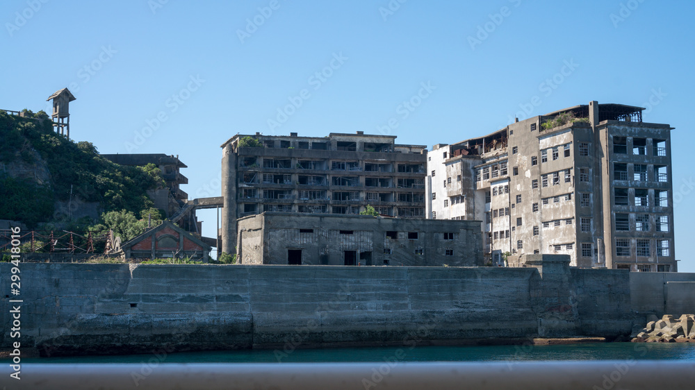Gunkanjima is an abandoned city of a coal miners on the Hashima island ...