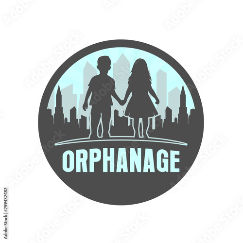 Orphanage logo silhouette little boys and girls hand in hand silhouette ...