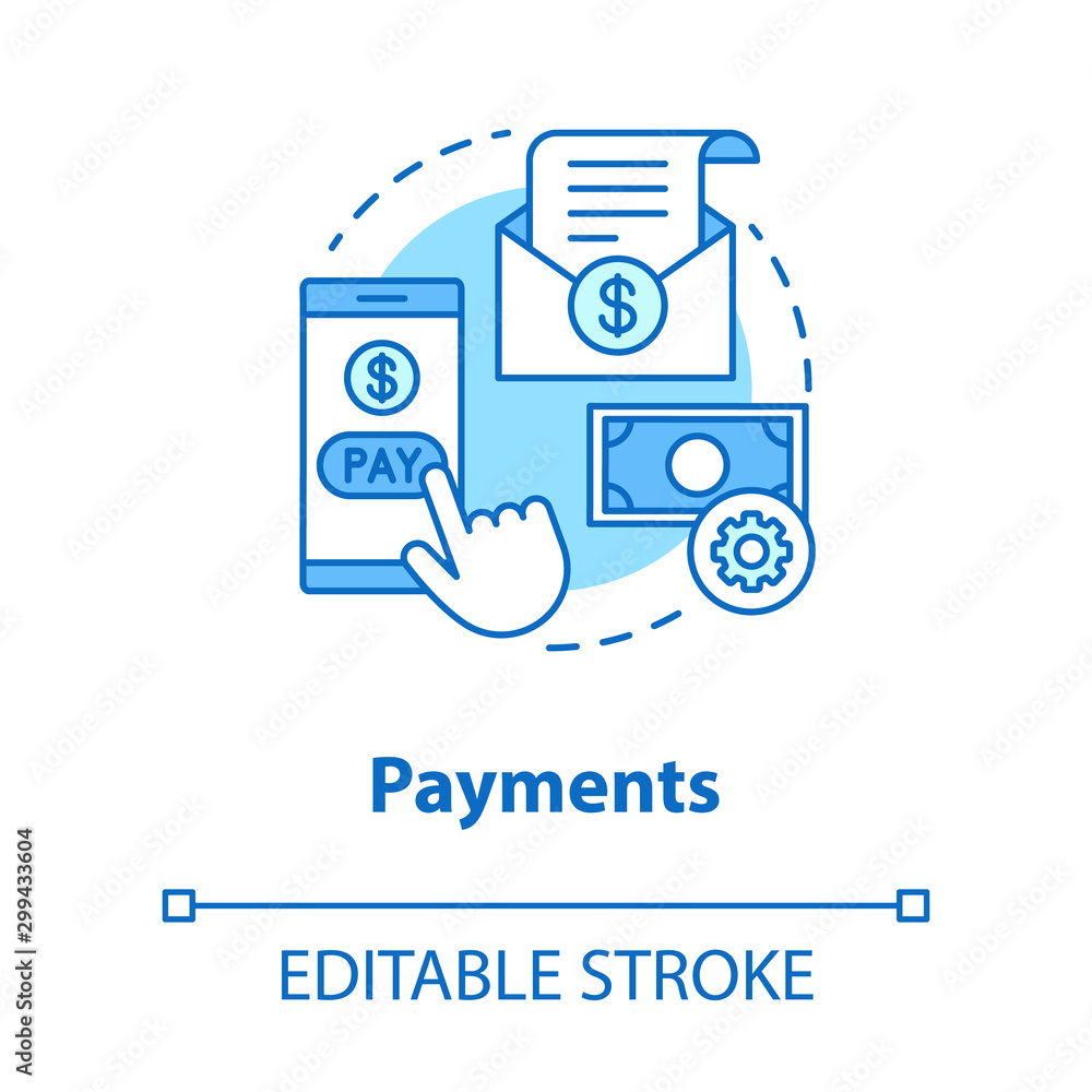 Payments concept icon. Pay online idea thin line illustration. E ...