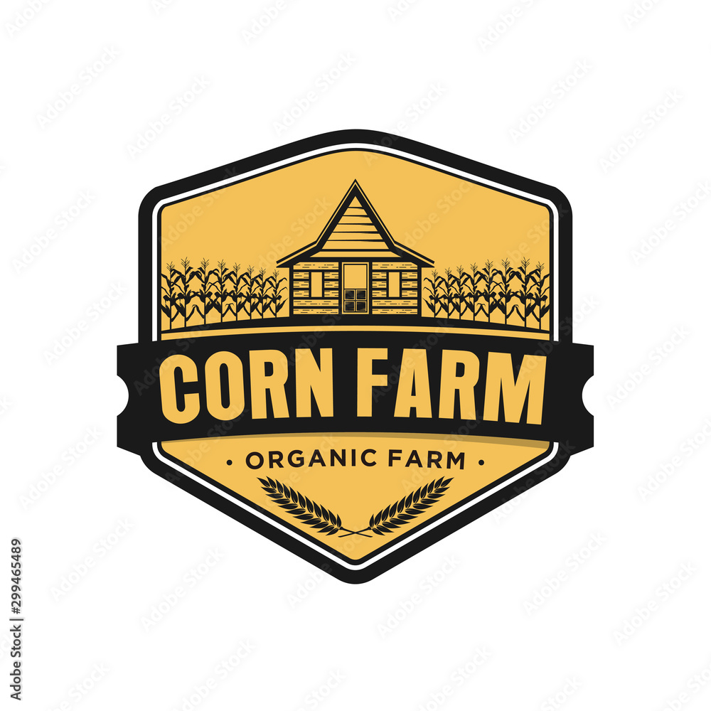 Maize corn farm barn house organic vintage logo simple minimalist ...