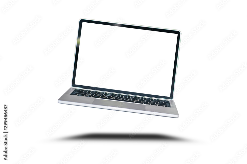 Foto Mock up image of computor laptop with blank white screen ...