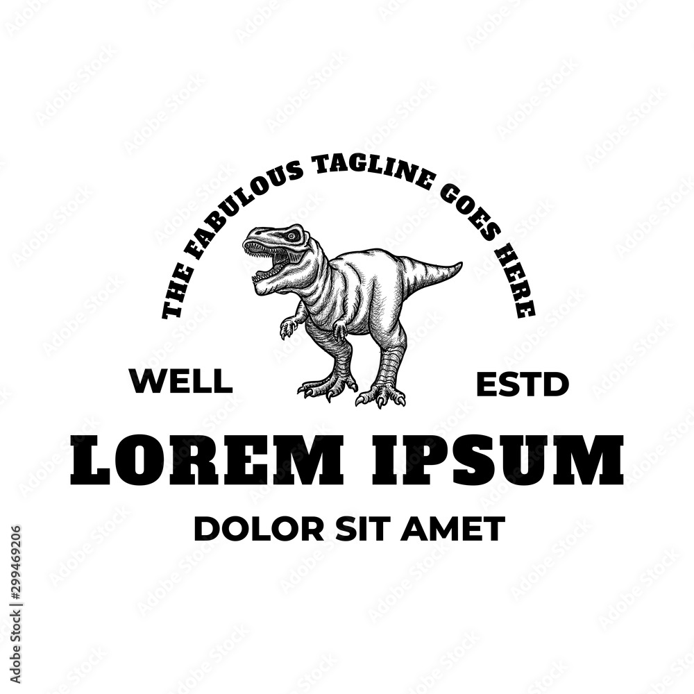 Angry frightening T-rex roaring logo template Stock Vector | Adobe Stock