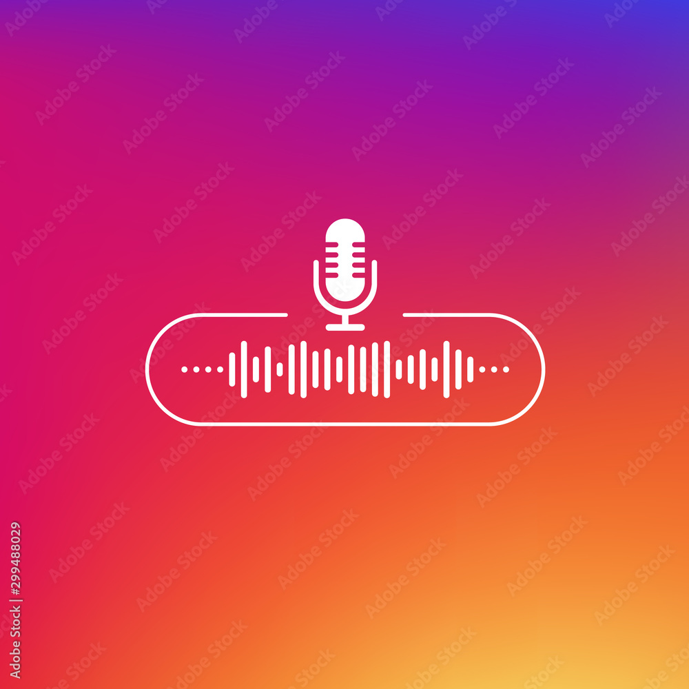 Podcast line button white colored on gradient background. Vector ...