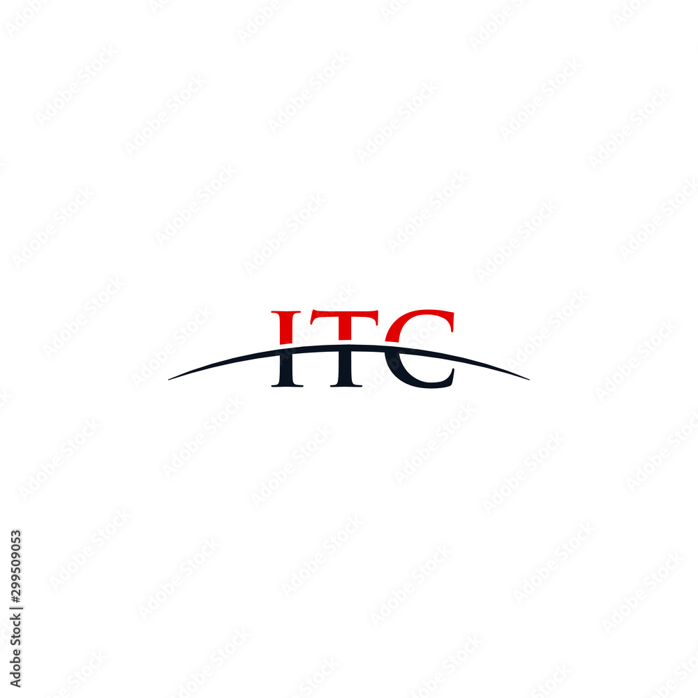 Initial letter ITC, overlapping movement swoosh horizon logo company ...