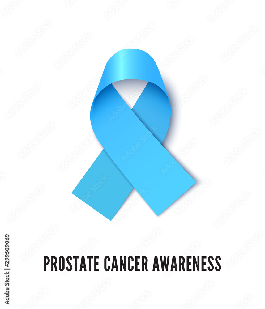 Prostate cancer awareness ribbon realistic vector illustration. Blue ...