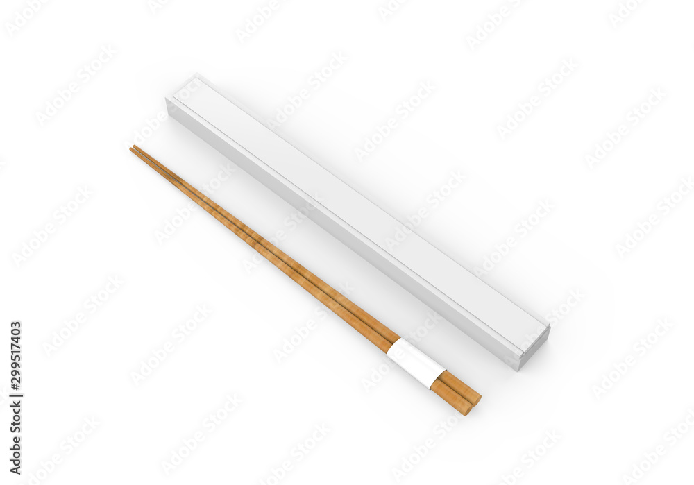 Chopsticks with a chopstick box, mock up template on isolated white ...