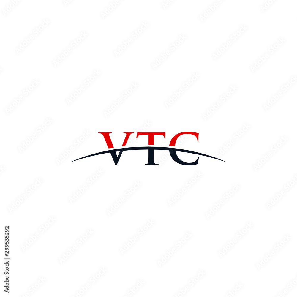 Initial letter VTC, overlapping movement swoosh horizon logo company ...