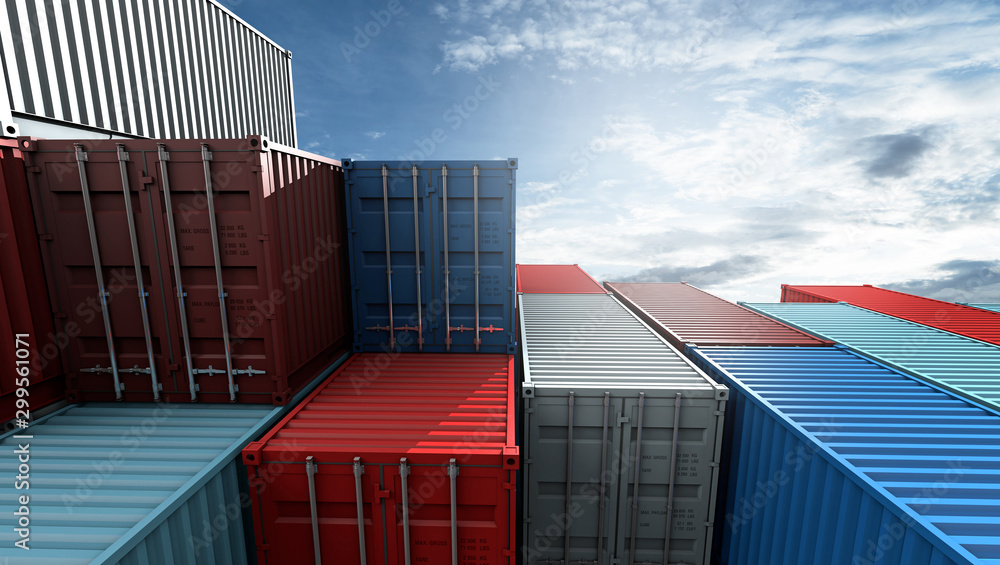 Stack of containers box, Cargo freight ship for import export logistics ...