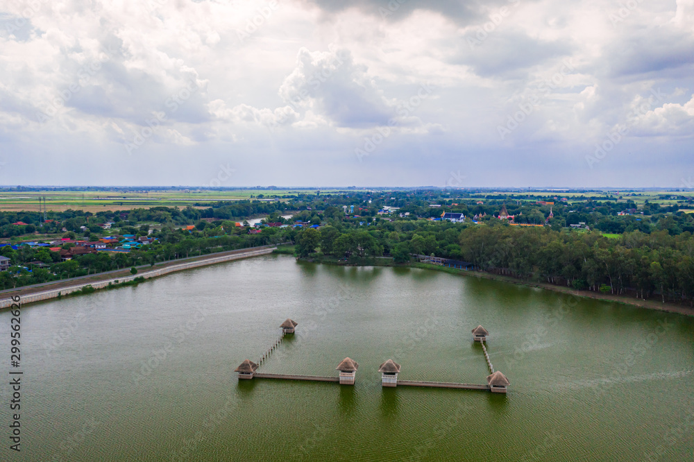 Aerial view of Queen Suriyothai statue monument at Thung Makham Yong ...