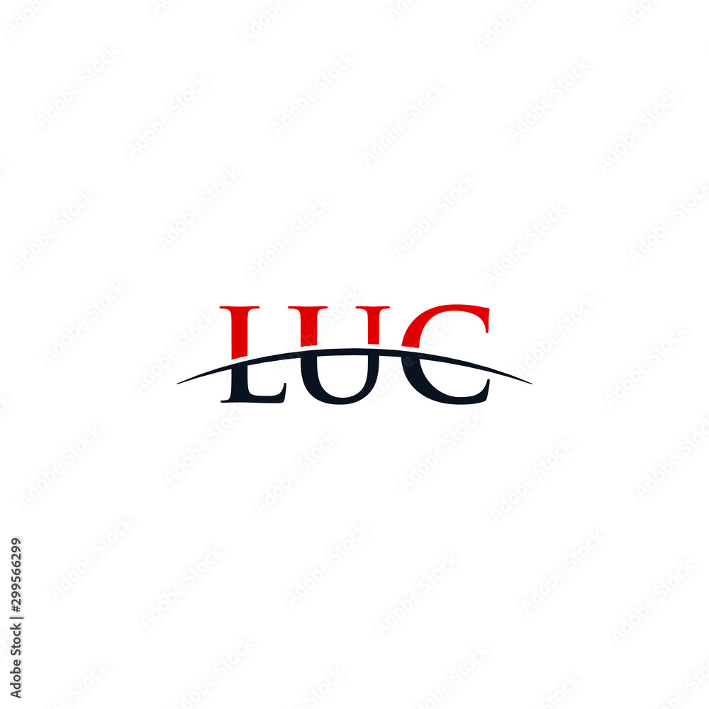 Initial letter LUC, overlapping movement swoosh horizon logo company ...