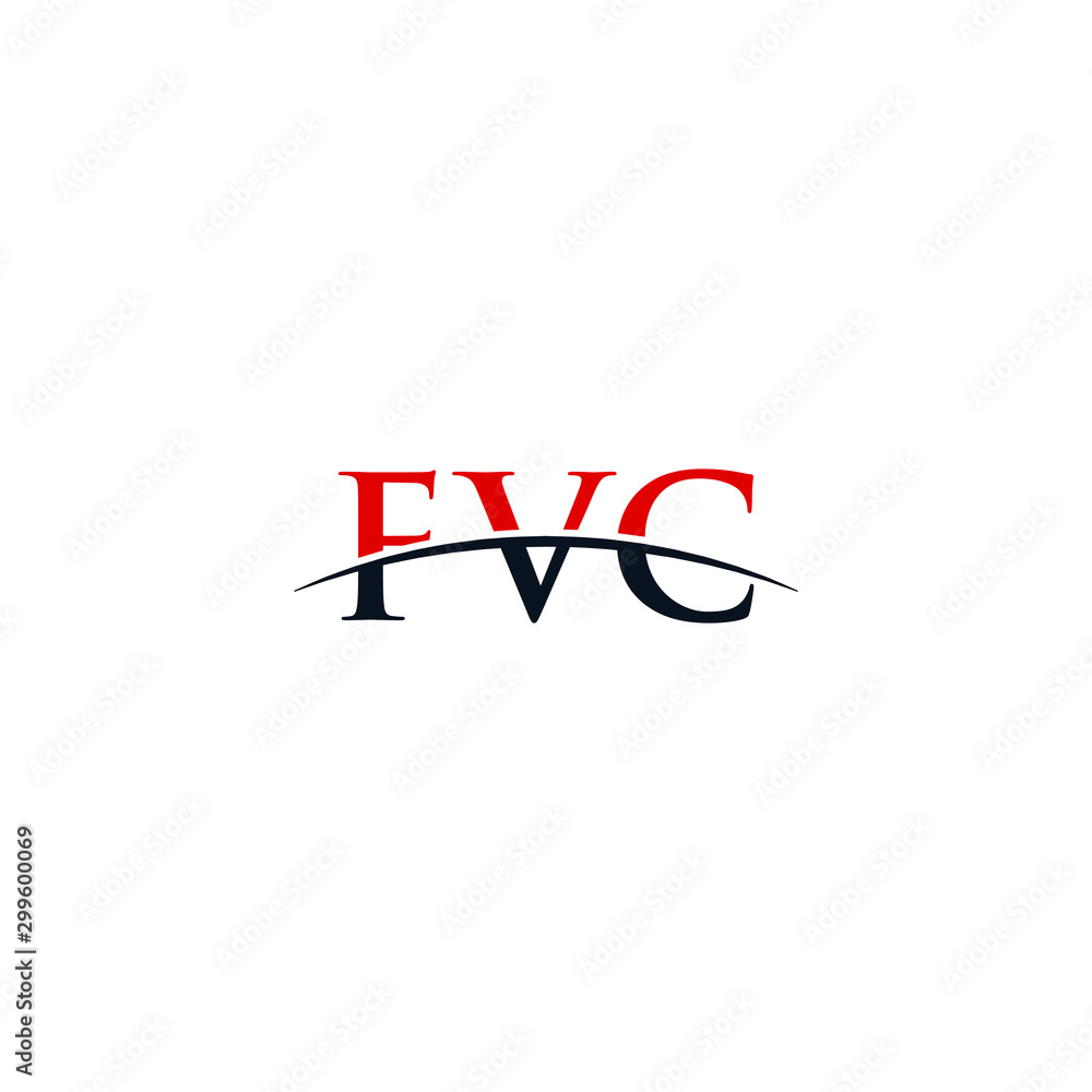 Initial letter FVC, overlapping movement swoosh horizon logo company ...