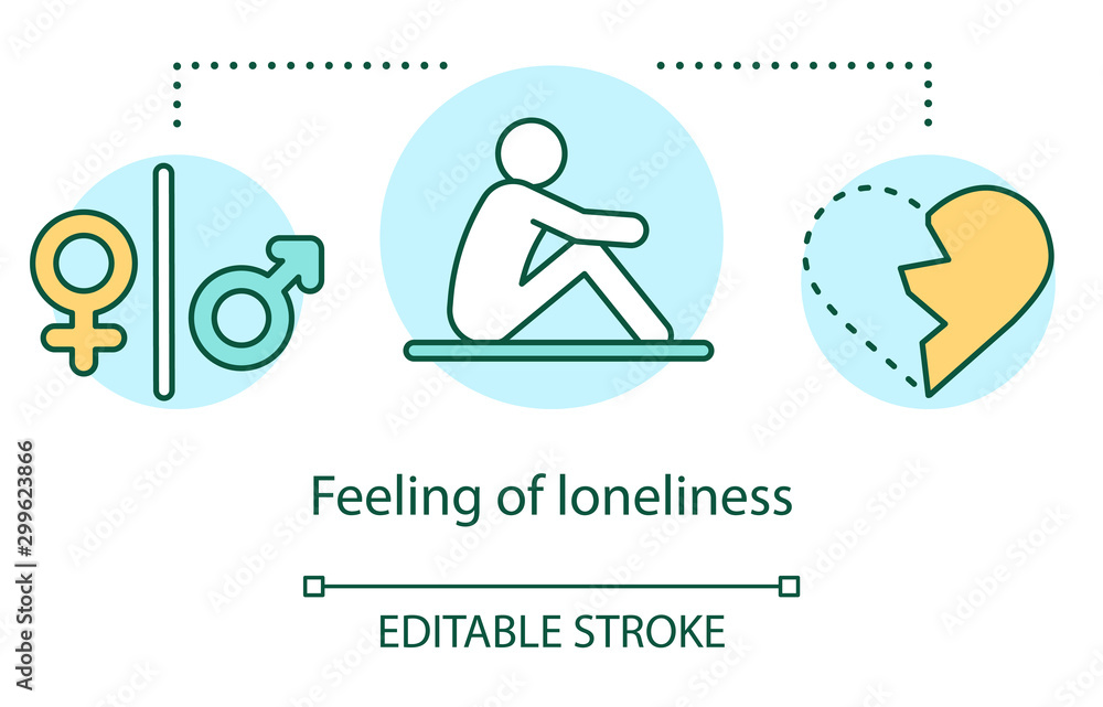 Vector de Stock Feeling of loneliness concept icon. Breakup ...