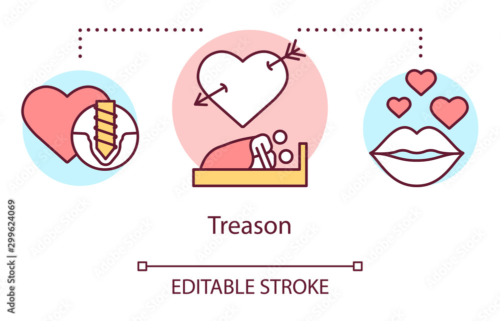 Treason concept icon. Relationship trouble, trust betrayal idea thin ...